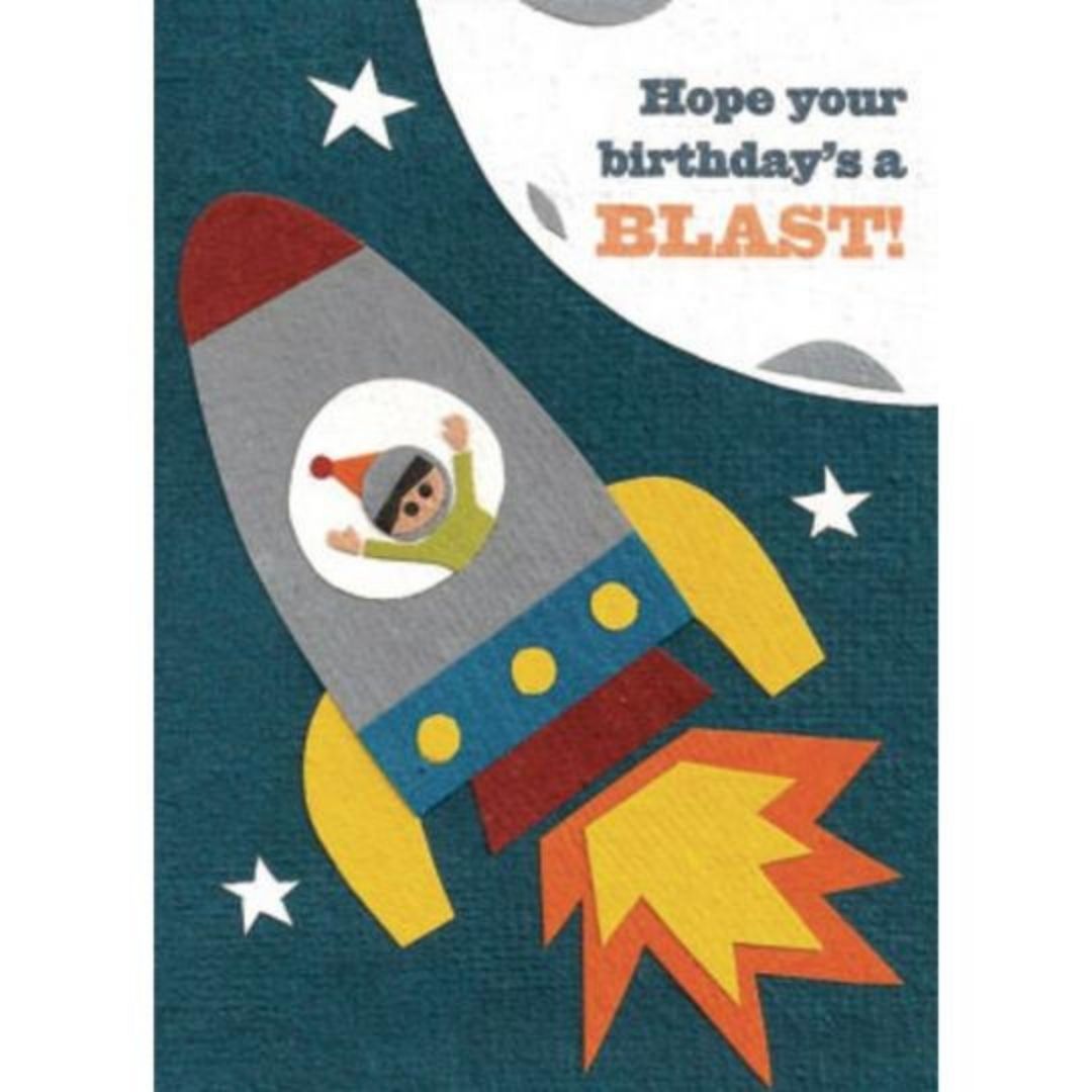 Handmade Rocket Birthday Card/Birthday Blast Handmade Card/Rocket card ...